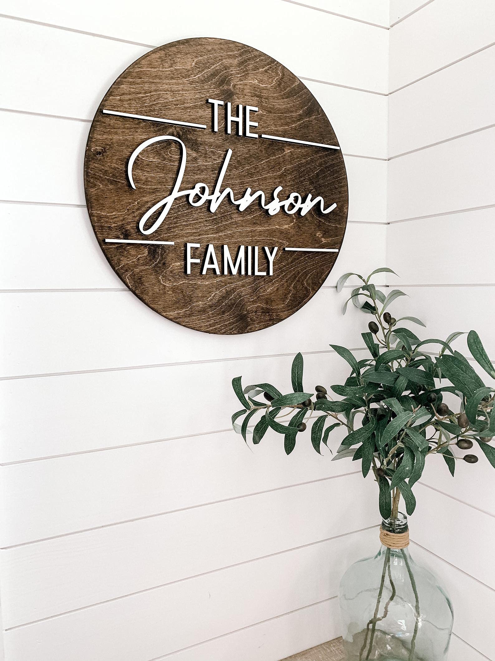 Personalized Round Family Wall Sign, Personalized 3D Wood Sign, Farmhouse Style Family Wall Sign, Personal Wall Decoration, 3D Wall Decor