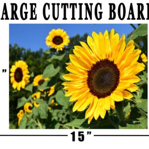 Flower Sun Flowers Kitchen Glass Cutting Board Decorative Gift For Mom Sunflower Design White