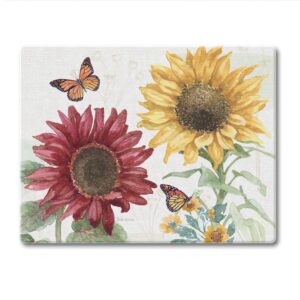 counterart sunflower splendor 3mm heat tolerant tempered glass cutting board 10” x 8” manufactured in the usa dishwasher safe