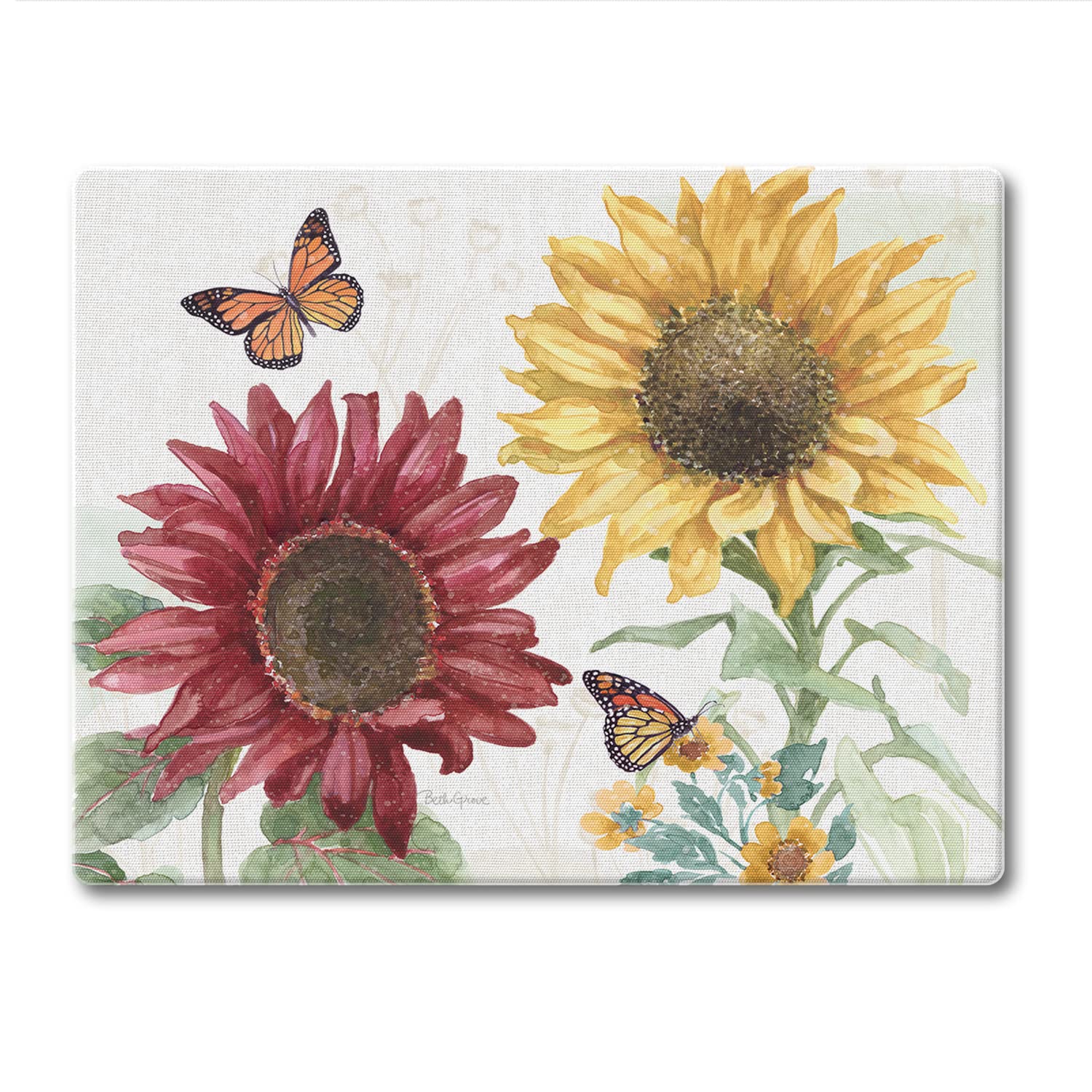 CounterArt Sunflower Splendor 3mm Heat Tolerant Tempered Glass Cutting Board 10” x 8” Manufactured in the USA Dishwasher Safe