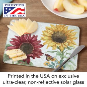 CounterArt Sunflower Splendor 3mm Heat Tolerant Tempered Glass Cutting Board 10” x 8” Manufactured in the USA Dishwasher Safe