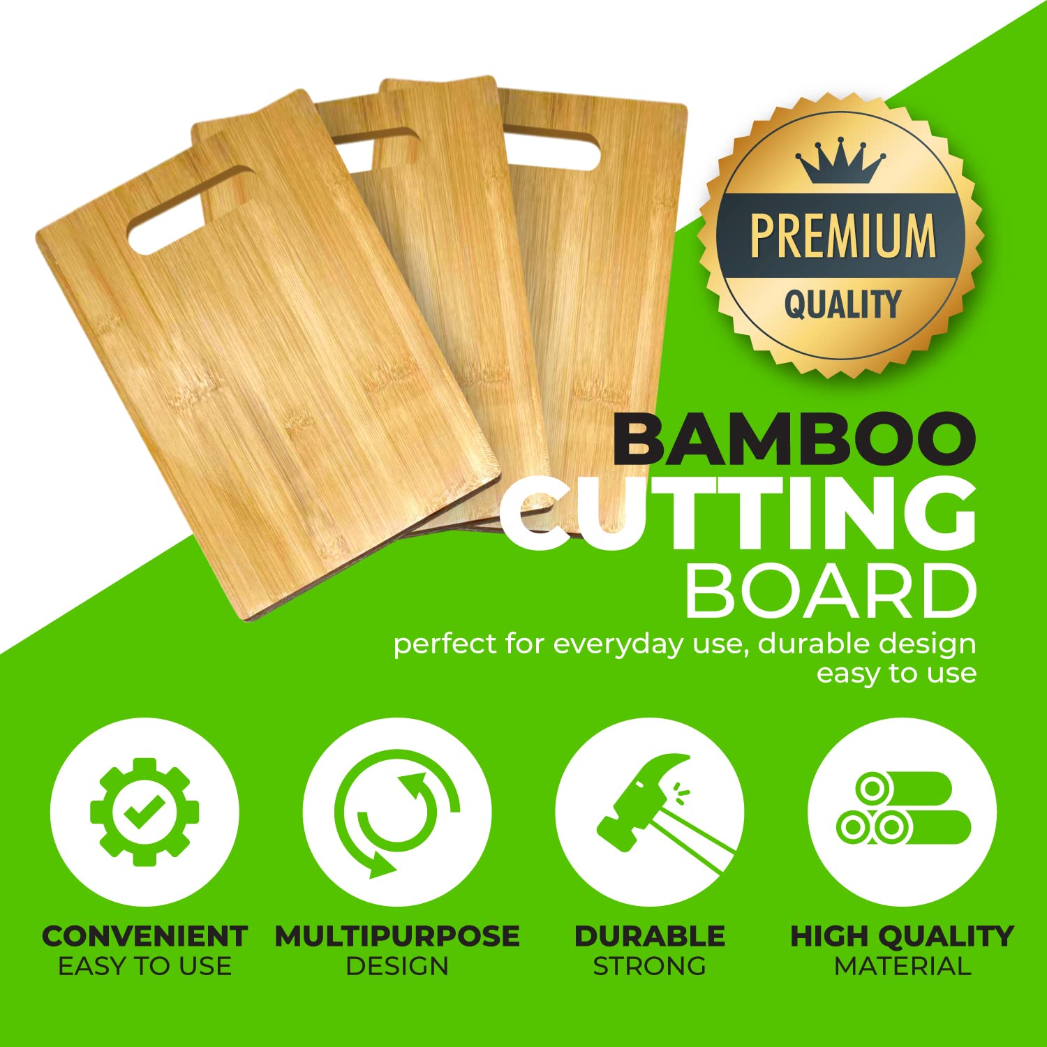 Bulk Plain Bamboo Cutting Board (Set of 6) | For Customized, Personalized Engraving Purpose | Wholesale Premium Blank Bamboo Board (Rectangular 12" X 9")