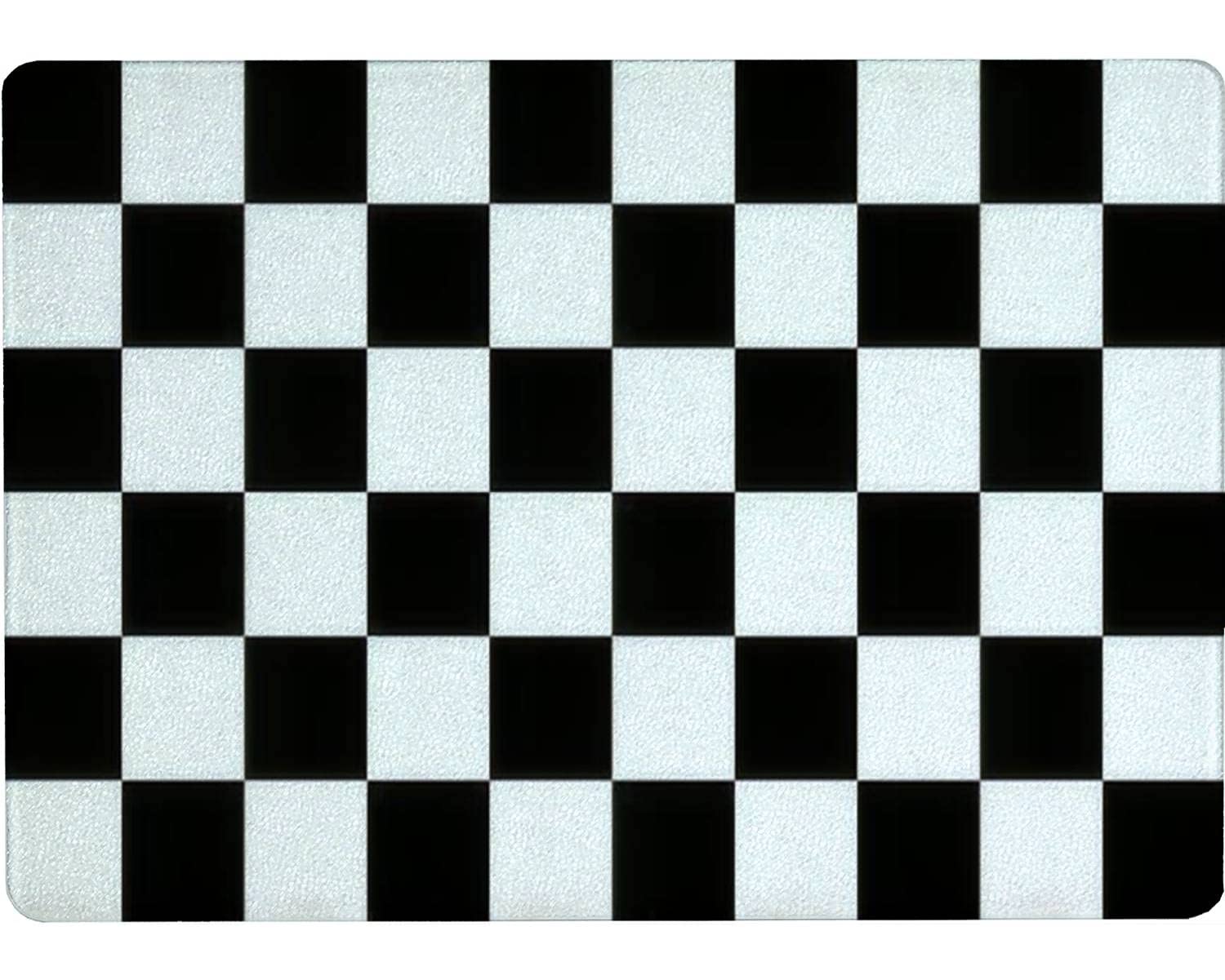 Tempered Glass Cutting Board Black and white checkered seamless Endless Racing flag texture Tableware Kitchen Decorative Cutting Board with Non-slip Legs, Serving Board, Large Size, 15" x 11"