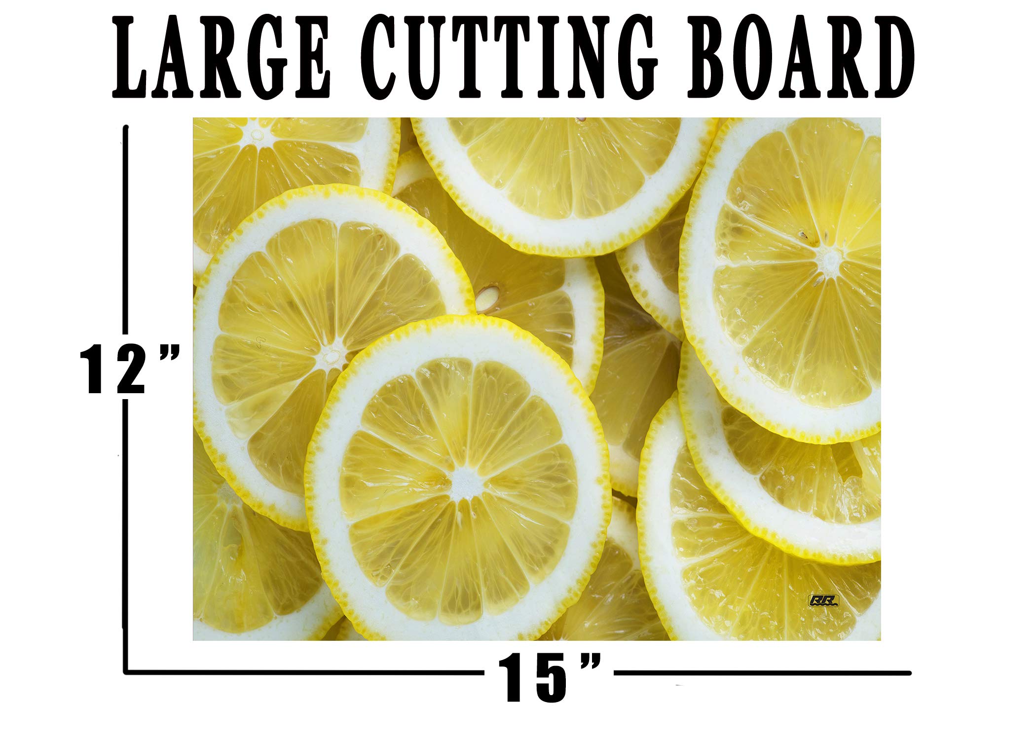 Cute Lemons Kitchen Glass Cutting Board Decorative Gift For Grandma Wife Mom Lemon Design Yellow