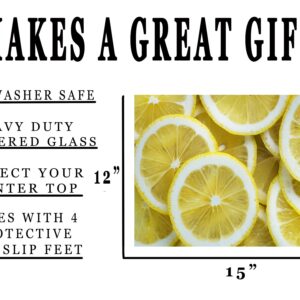 Cute Lemons Kitchen Glass Cutting Board Decorative Gift For Grandma Wife Mom Lemon Design Yellow