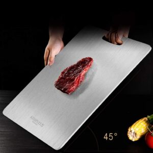 KORVOS 304 Food-Grade Stainless Steel Cutting Boards for Kitchen, Butcher Block Board for Meat, Cheese, Vegetable, Heavy Duty Chopping Board, Easy to Clean(X-Large)