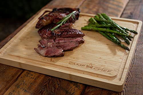 Camp Chef Bamboo Cutting Board - Wood Cutting Board for Kitchen Accessories & Outdoor Cooking - Perfect for Cutting Meat, Veggies, Cheese & More - 14" x 16"