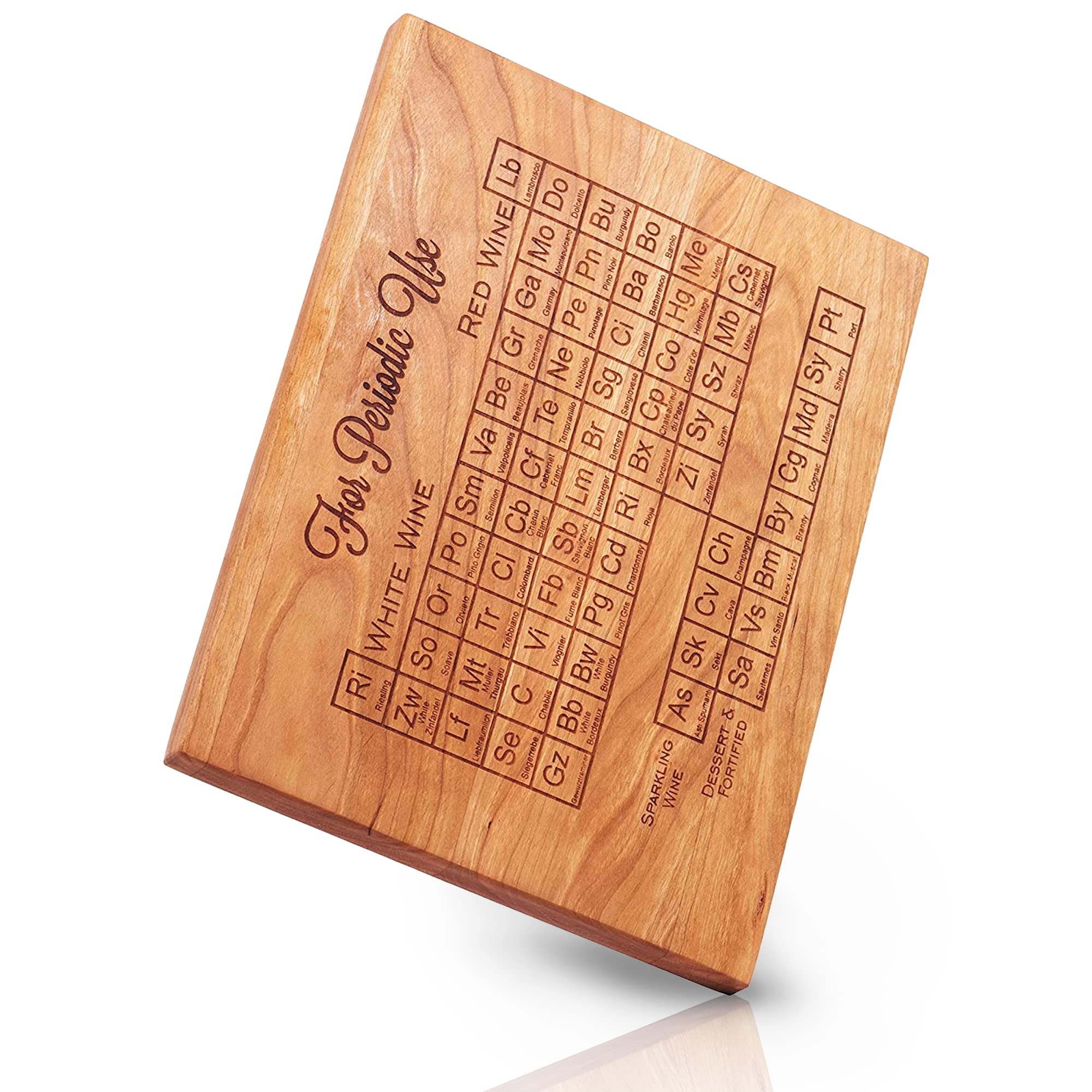 Blue Ridge Mountain Gifts Laser-Engraved Cherry Wood Cutting Board - Father's Day Gift, Rustic Farmhouse Decor, Ideal Wine-Inspired Gift for Wine Lovers w/Periodic Table of Wine Engraving