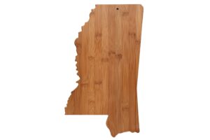 mississippi state shaped premium organic bamboo wood cutting board