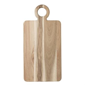 bloomingville rectangular acacia wood cutting board tray with circle handles, natural