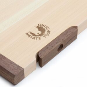 Yoshihiro Hinoki Cypress Japanese Natural Wooden Professional Grade Cutting Board with Anti Twisting Walnut Rim (X-Large)