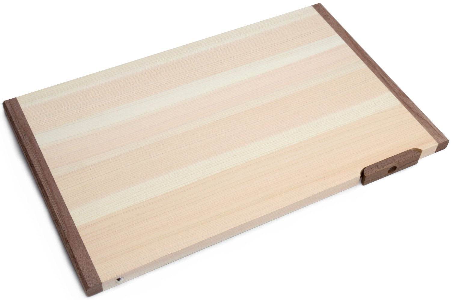 Yoshihiro Hinoki Cypress Japanese Natural Wooden Professional Grade Cutting Board with Anti Twisting Walnut Rim (X-Large)