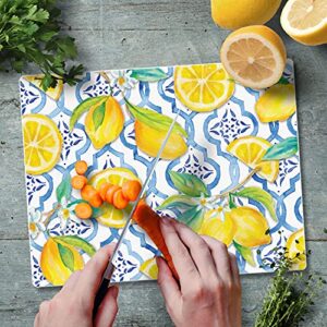 CounterArt Lovely Lemons Decorative 3mm Heat Tolerant Tempered Glass Cutting Board 10” x 8” Manufactured in the USA Dishwasher Safe