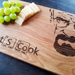 Algis Crafts | LET'S COOK - Cutting Board | 12x8" Oak Wood Chopping Board | Wedding, Anniversary, Housewarming Gift, First Home Gift | Handmade Birthday Gift | Laser Engraved Cutting Board