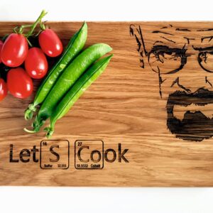 Algis Crafts | LET'S COOK - Cutting Board | 12x8" Oak Wood Chopping Board | Wedding, Anniversary, Housewarming Gift, First Home Gift | Handmade Birthday Gift | Laser Engraved Cutting Board