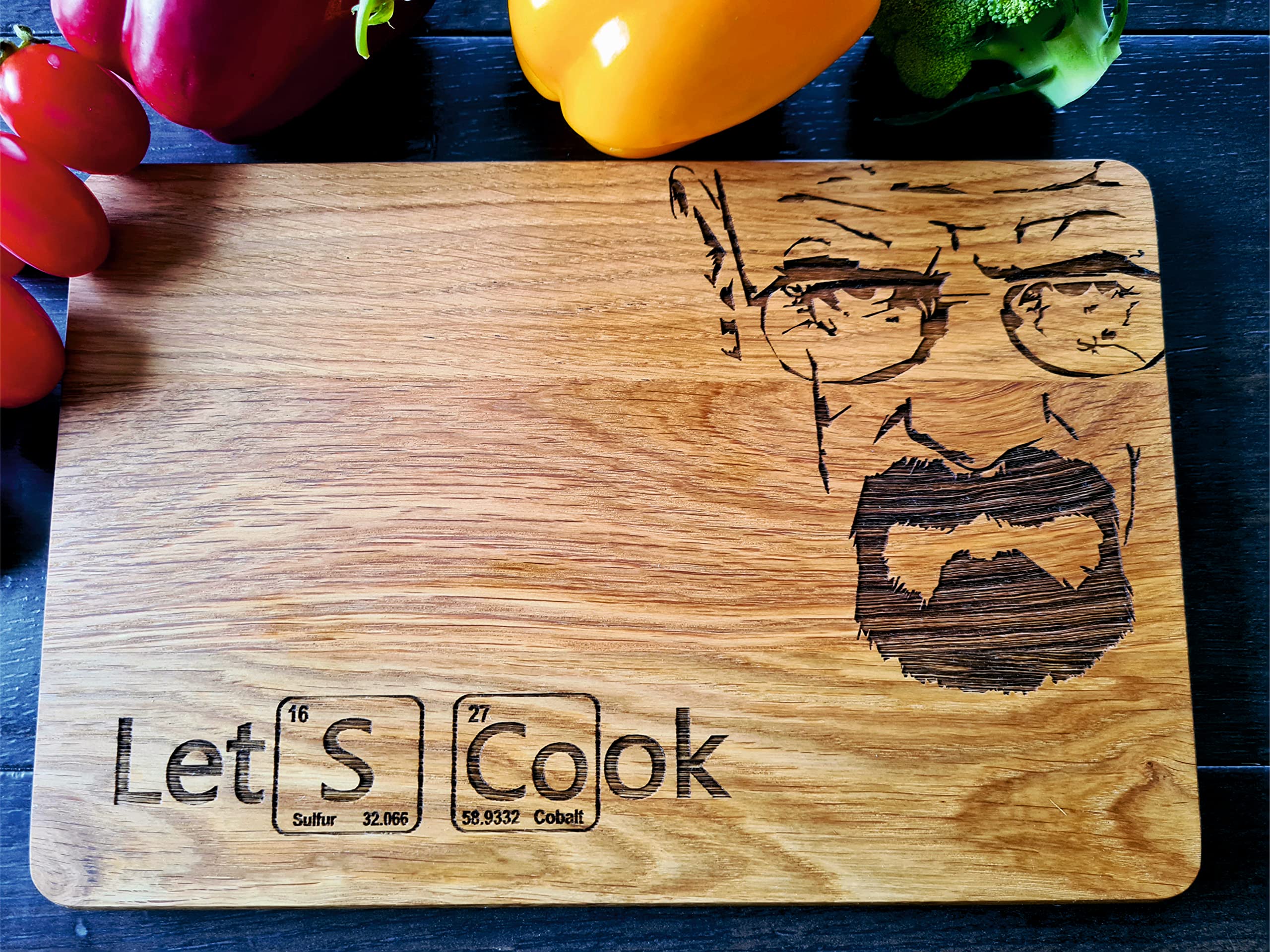 Algis Crafts | LET'S COOK - Cutting Board | 12x8" Oak Wood Chopping Board | Wedding, Anniversary, Housewarming Gift, First Home Gift | Handmade Birthday Gift | Laser Engraved Cutting Board