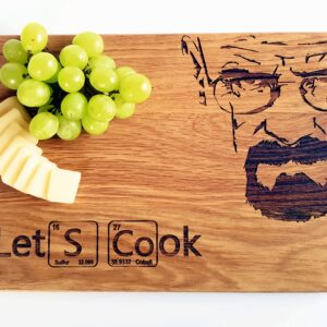 Algis Crafts | LET'S COOK - Cutting Board | 12x8" Oak Wood Chopping Board | Wedding, Anniversary, Housewarming Gift, First Home Gift | Handmade Birthday Gift | Laser Engraved Cutting Board