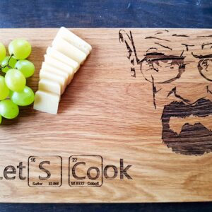 Algis Crafts | LET'S COOK - Cutting Board | 12x8" Oak Wood Chopping Board | Wedding, Anniversary, Housewarming Gift, First Home Gift | Handmade Birthday Gift | Laser Engraved Cutting Board