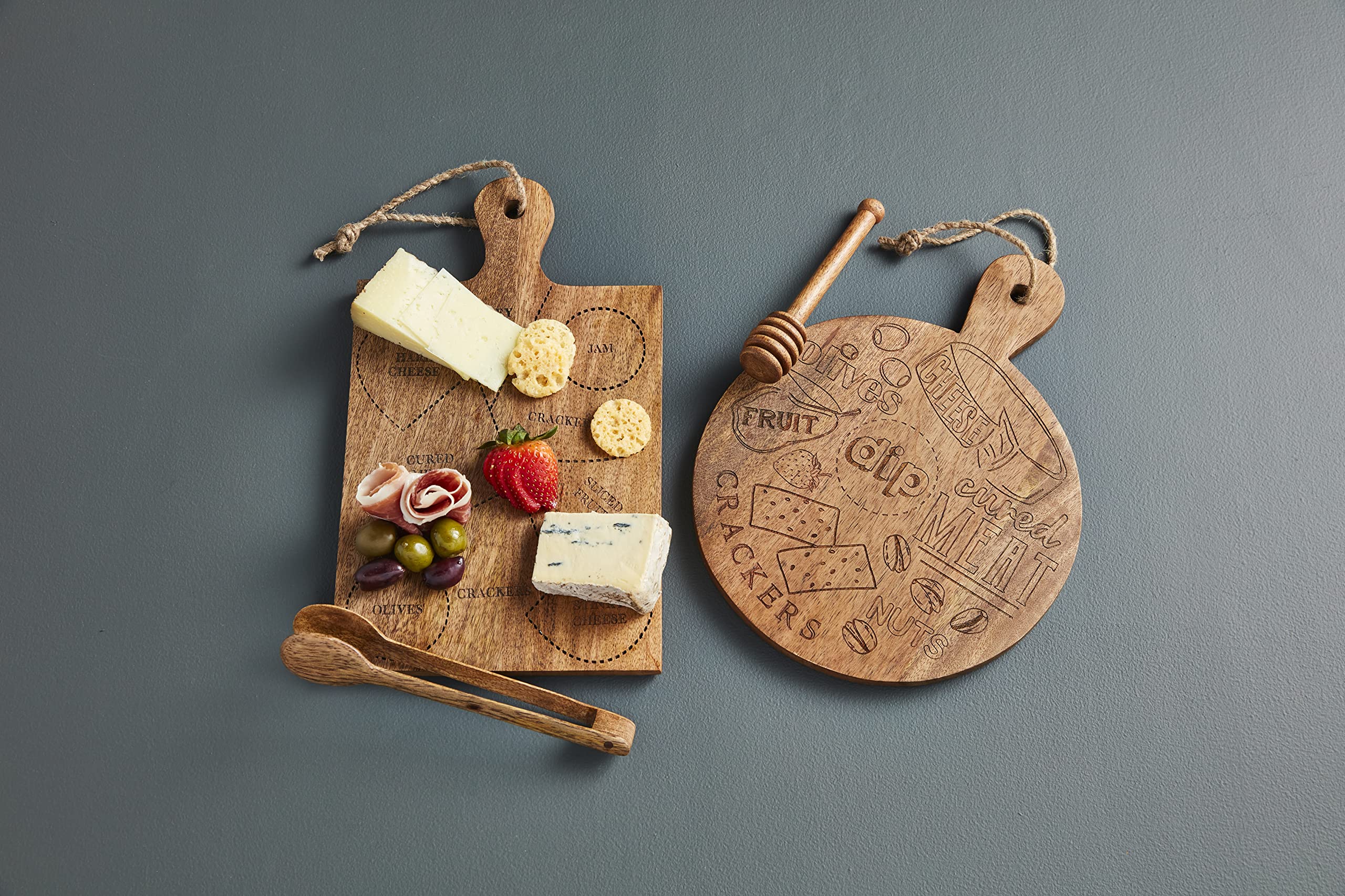 Mud Pie Round Mini Charcuterie, board 10 3/4" x 8 1/4" | dipper 5 1/2"