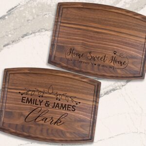 Custom Cutting Board Wedding Gift for Couple Personalized Mr & Mrs Cutting Board Arched Cutting Board Wood Engraved