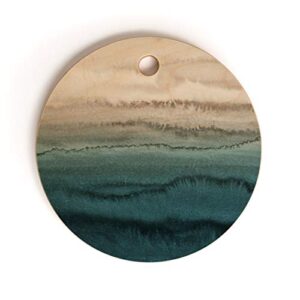 society6 monika strigel within the tides - crashing waves teal cutting board, 11.5" x11.5" x 1/2" .5lb, multi