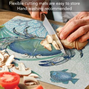 Cut N' Funnel Oceana Designer Flexible Plastic Cutting Board Mat, 15" x 11.5", Made in the USA, Decorative, Flexible, Easy to Clean