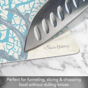 Cut N' Funnel Oceana Designer Flexible Plastic Cutting Board Mat, 15" x 11.5", Made in the USA, Decorative, Flexible, Easy to Clean