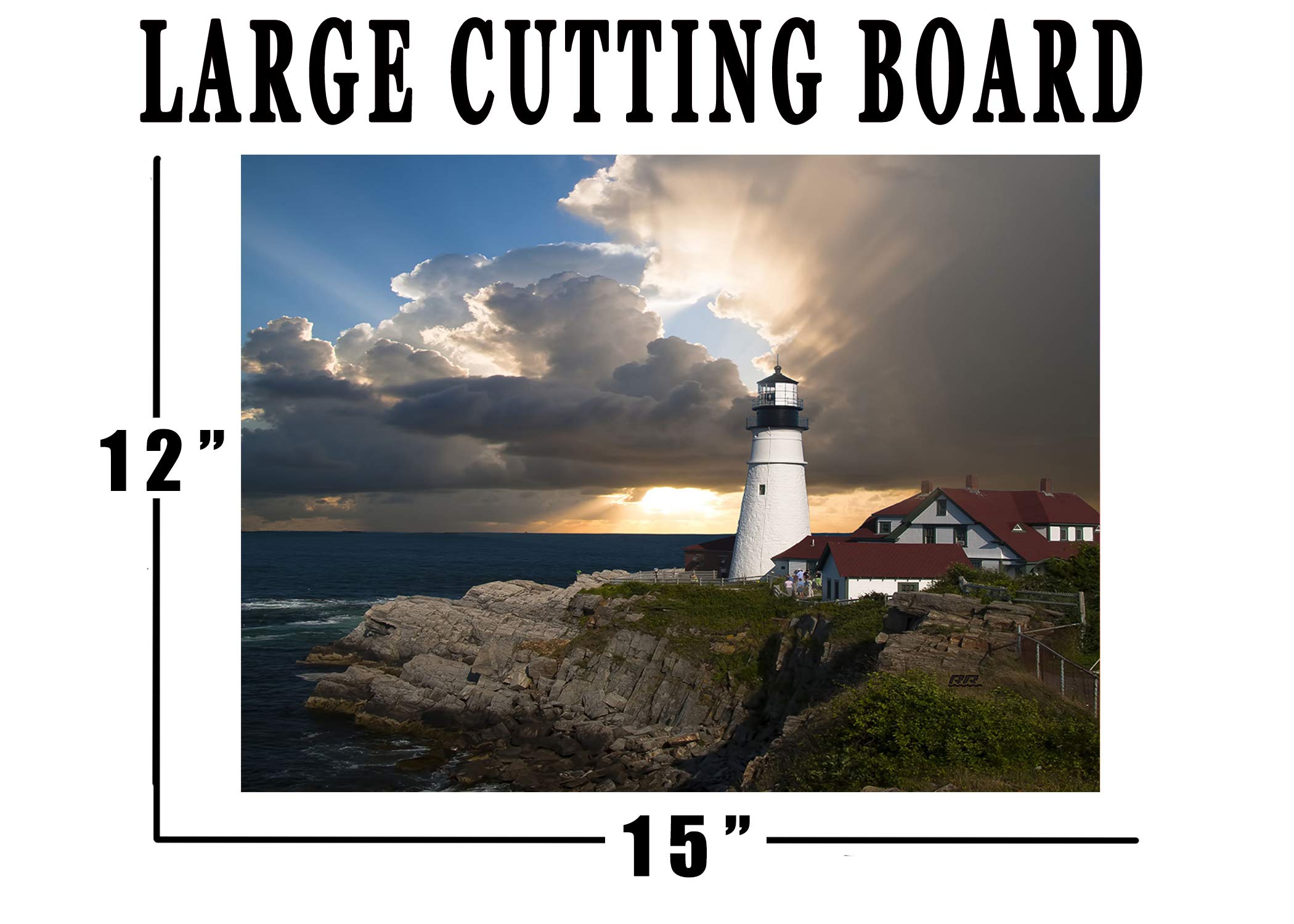 Ocean Beach Lighthouse Kitchen Glass Cutting Board Barn Decorative Gift Light House Design