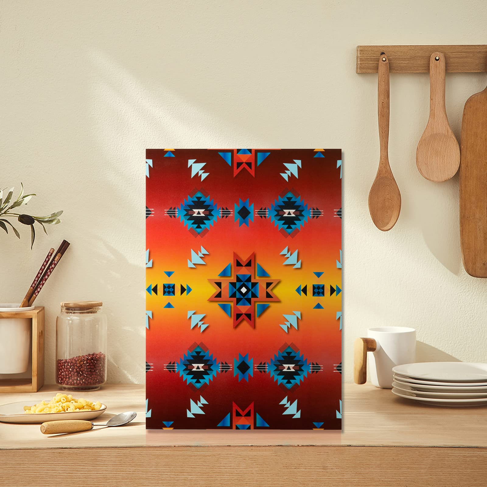 Nu Trendz Southwest Tempered Glass Cutting Board, Aztec Chopping Board for Kitchen Countertop decoration, Scratch Resistant, Heat Resistant, Shatter Resistant, Dishwasher Safe