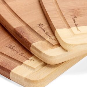 Heim Concept Organic Bamboo Cutting Boards 3PC Set, Various Convenient Sizes Eco- Friendly Bamboo Premium Wood Chopping Board With Drip Groove