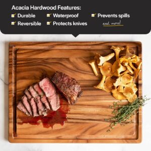 Villa Acacia Wood Cutting Board (24 x 18 x 1.25, Acacia + Groove)