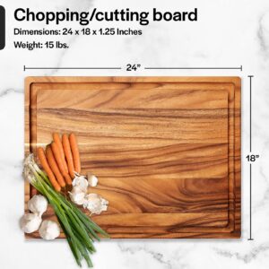 Villa Acacia Wood Cutting Board (24 x 18 x 1.25, Acacia + Groove)