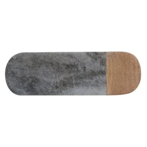 creative co-op modern 2-tone marble and wood serving, black and natural cheese/cutting board, gray