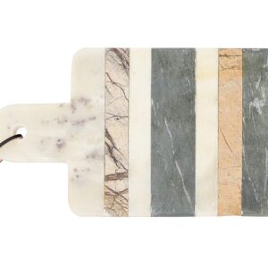 Bloomingville Marble Cheese and Cutting Board with Stripes and Leather Tie, Multicolor