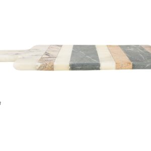 Bloomingville Marble Cheese and Cutting Board with Stripes and Leather Tie, Multicolor