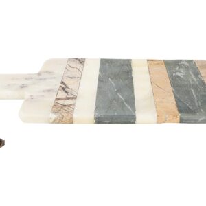 Bloomingville Marble Cheese and Cutting Board with Stripes and Leather Tie, Multicolor