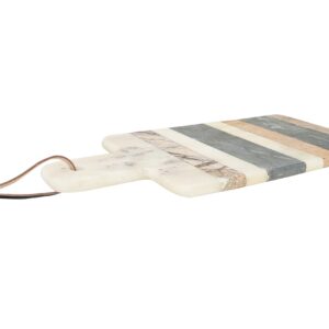 Bloomingville Marble Cheese and Cutting Board with Stripes and Leather Tie, Multicolor