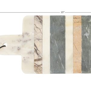 Bloomingville Marble Cheese and Cutting Board with Stripes and Leather Tie, Multicolor