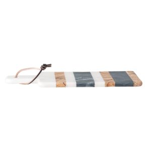 Bloomingville Marble Cheese and Cutting Board with Stripes and Leather Tie, Multicolor