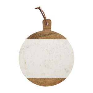 mud pie round wht marble wood board, 19 1/4" x 16" dia