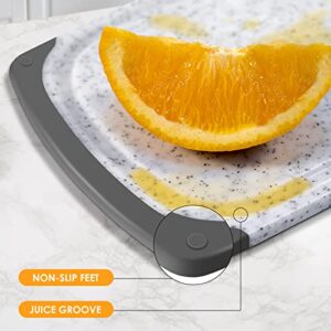 ZNM Cutting Board Set, Plastic Chopping Board with Juice Groove & Easy-Grip Handles, Set of 3 Cutting Boards for Kitchen, Dishwasher Safe - Multiple Sizes, Send Knife