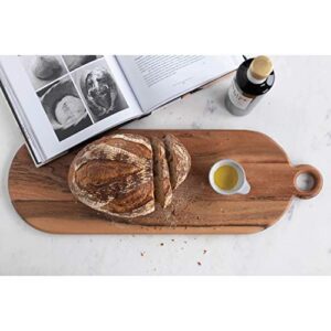 Creative Co-Op Acacia Wood Cheese Handle Cutting Board, 24" x 8", Brown