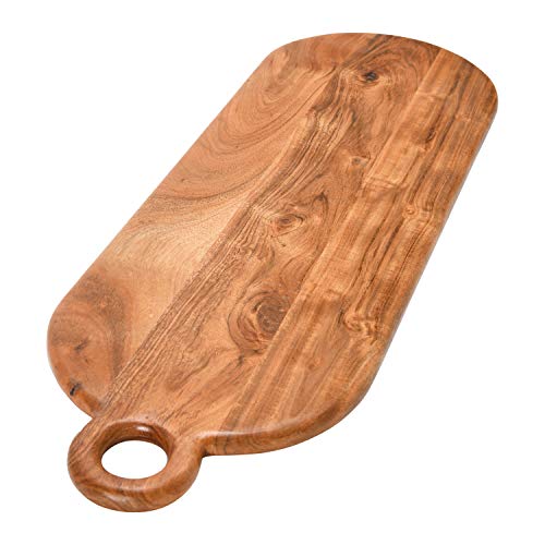 Creative Co-Op Acacia Wood Cheese Handle Cutting Board, 24" x 8", Brown