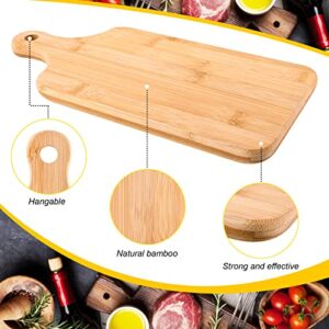 6 Pack Cutting Board Bulk Solid Thicken Bamboo Chopping Board Charcuterie Boards Serving Tray with Handle Unfinished Mini Cutting Boards for DIY Crafts Engraving (11.81x5.5x0.6inch)