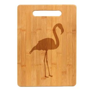 bamboo wood cutting board flamingo