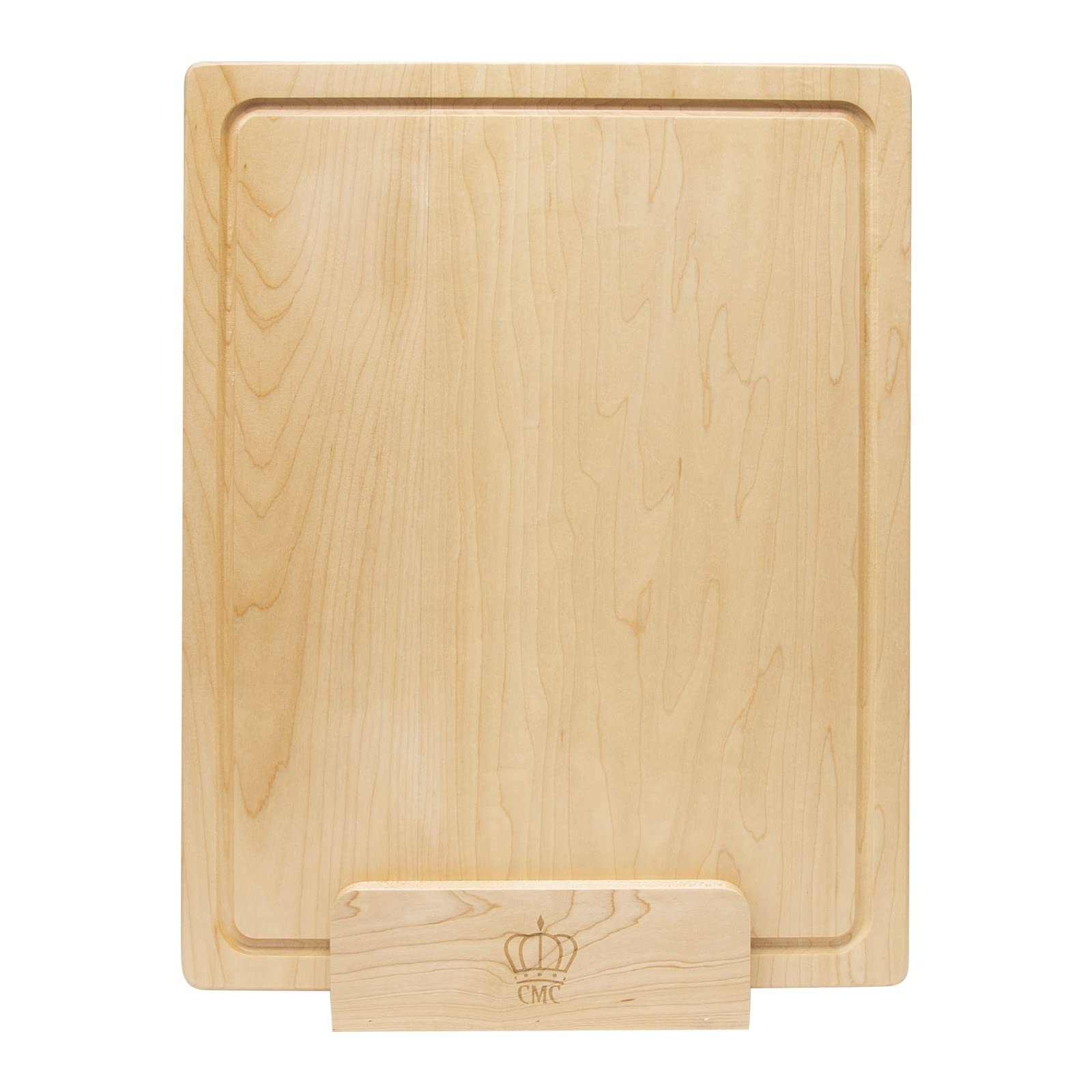 Large Maple Wood Cutting Board, Multipurpose Reversible Premium Thick Kitchen Butcher Block with Handles, Juice Groove, and Stand