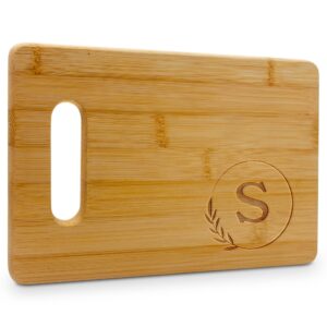 on the rox monogrammed cutting boards - 9” x 12” a to z personalized engraved bamboo board (s) - large customized wood cutting board with initials - wooden custom charcuterie board kitchen gifts