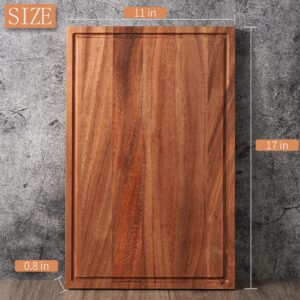 YIFAN Best Walnut Wood Cutting Board for Kitchen Reversible Wooden Chopping Board With Juice Grooves Butcher Block Wooden Try boards for Christmas Present Gift(17 x 11 x 1inches)