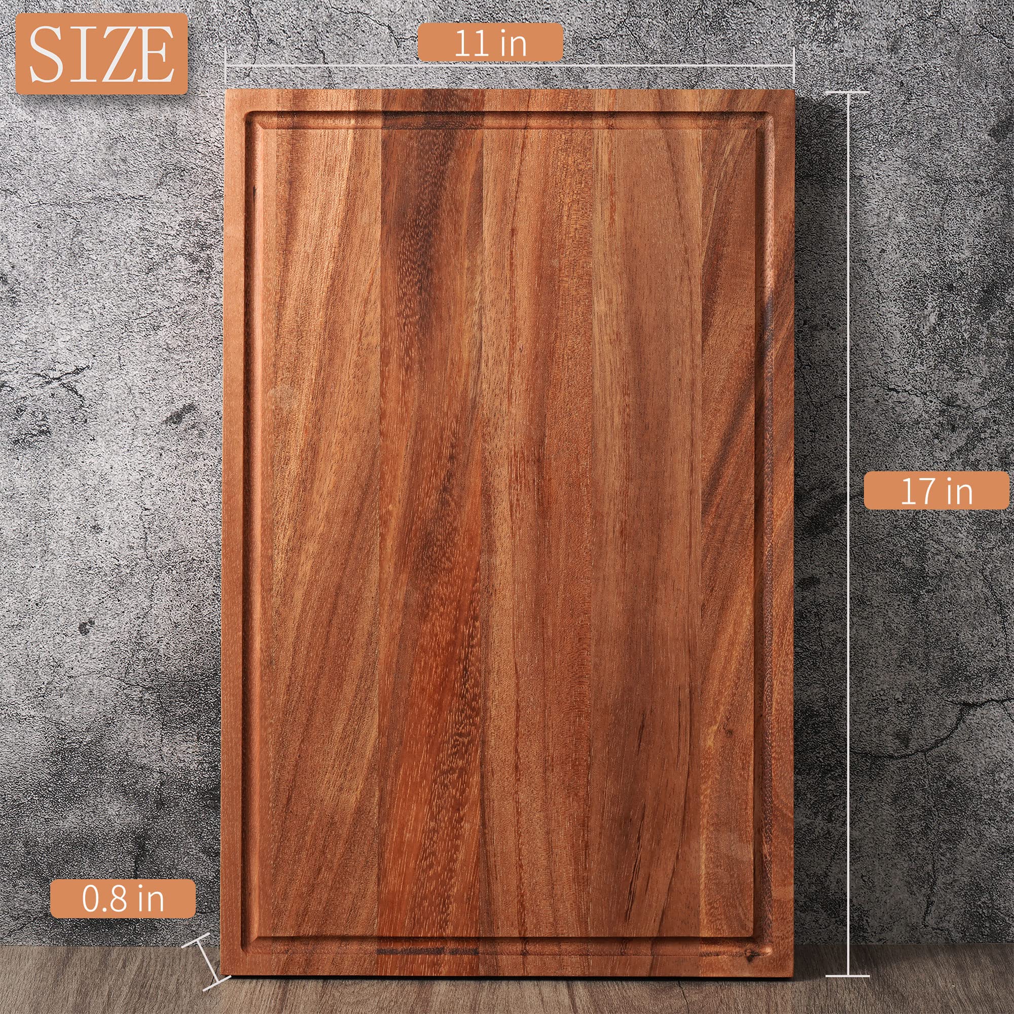 YIFAN Best Walnut Wood Cutting Board for Kitchen Reversible Wooden Chopping Board With Juice Grooves Butcher Block Wooden Try boards for Christmas Present Gift(17 x 11 x 1inches)