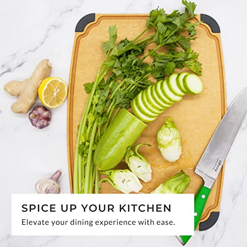 Elihome Essential Series 4-in1 Cutting Board Set for Kitchen, Dishwasher Safe, Non-slip Feet, Juice Groove, BPA Free, Reversible, 4 pieces Cutting Board Set